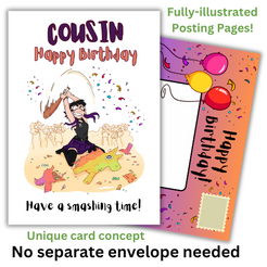 Goth Cousin Pinata Smash Birthday Card – Bare Cards